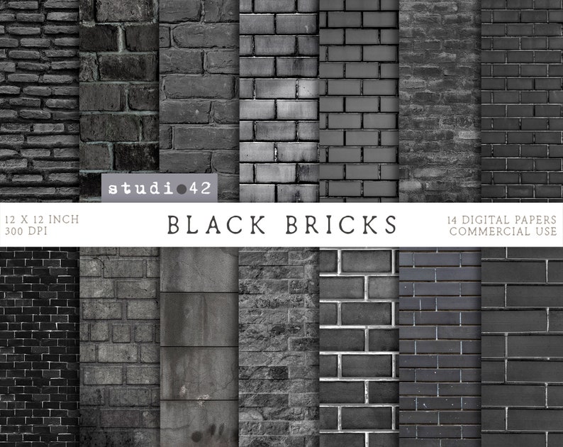 Black Bricks Background Digital Papers Black Bricks Texture - Etsy