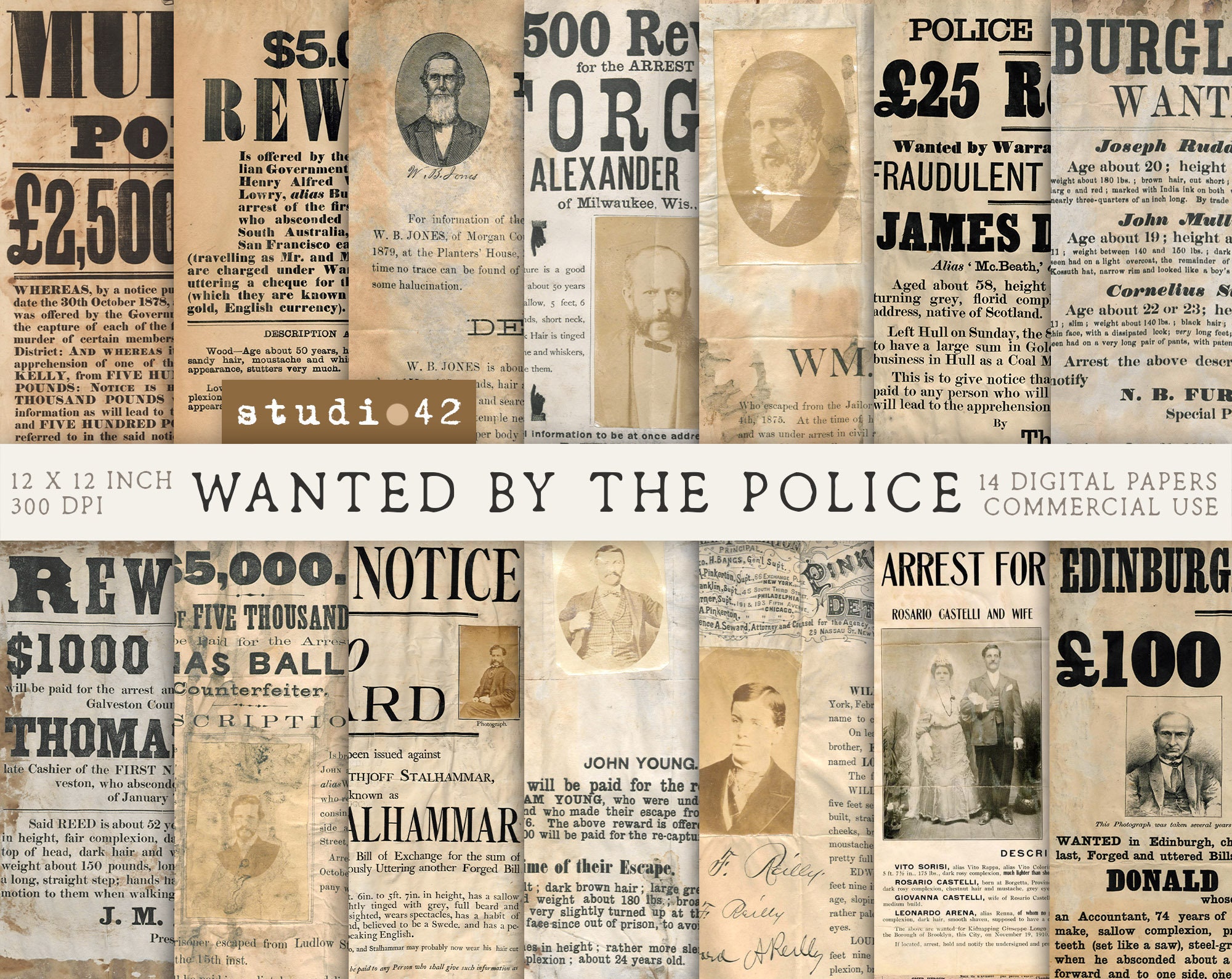 Printable Wanted / Reward Posters, Original Most Wanted Criminal, Crime ...