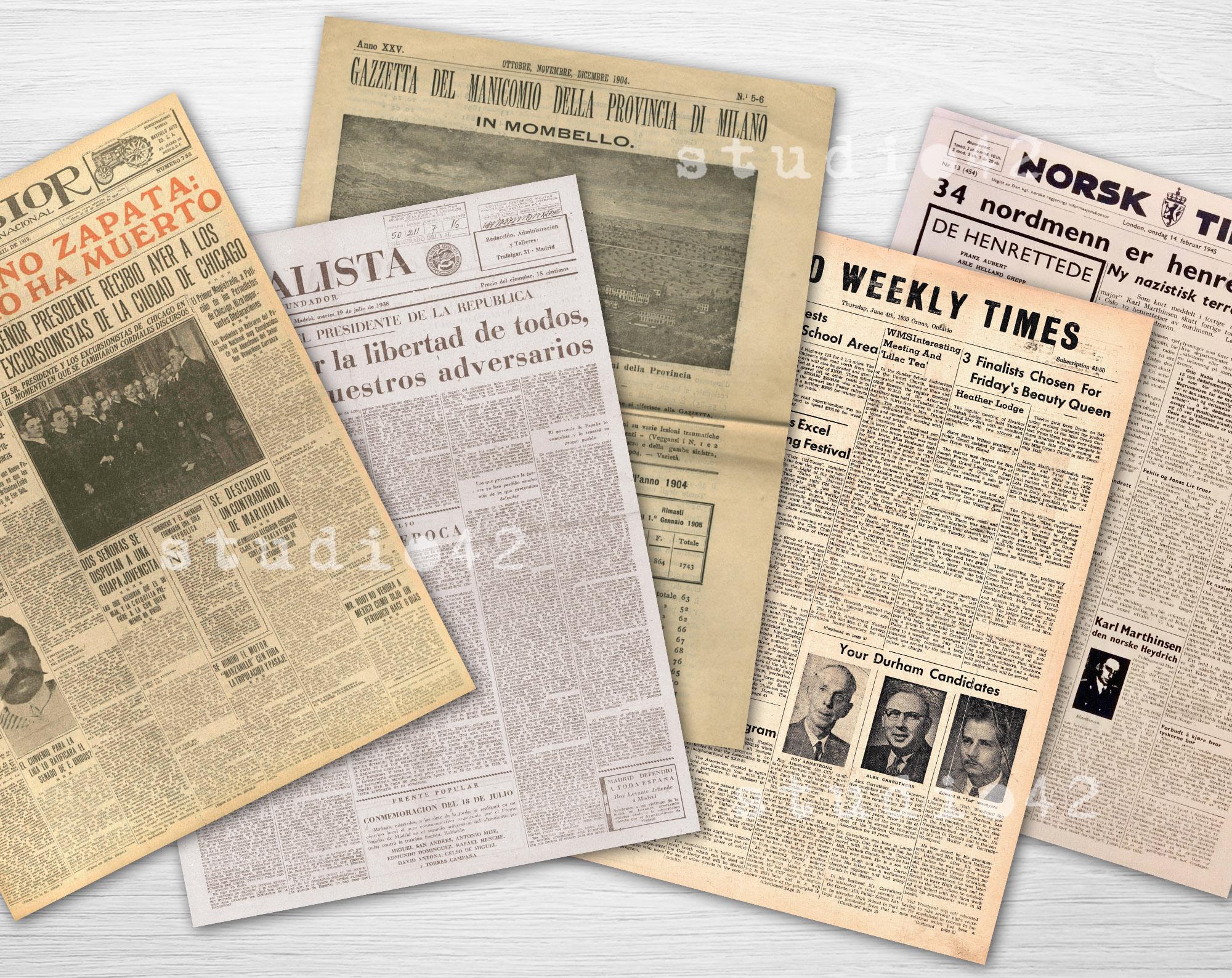 Old Newspapers Digital Papers, Old Newspapers Printable Paper ...