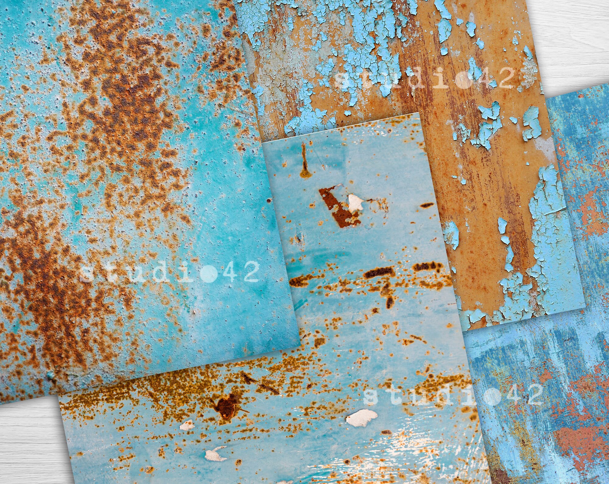 Aquamarine Rust Digital Paper, Rust Digital Background, Rust Printable ...