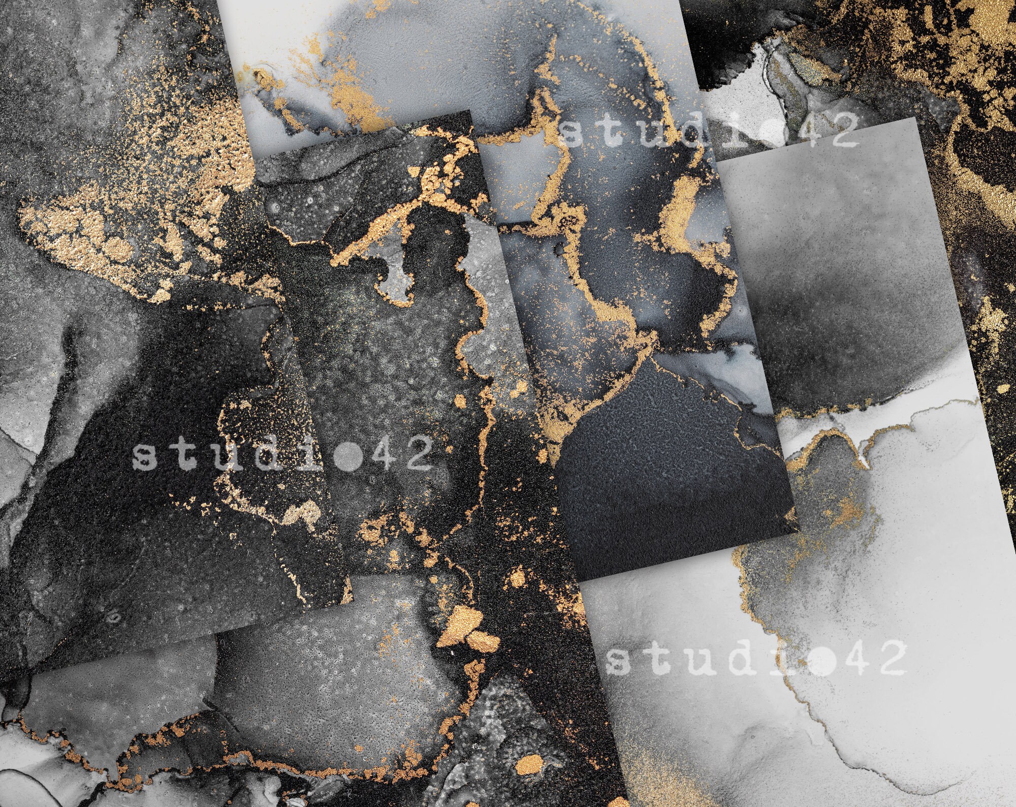 Alcohol Ink Background Digital Papers, Black and Gold Texture Paper - Etsy