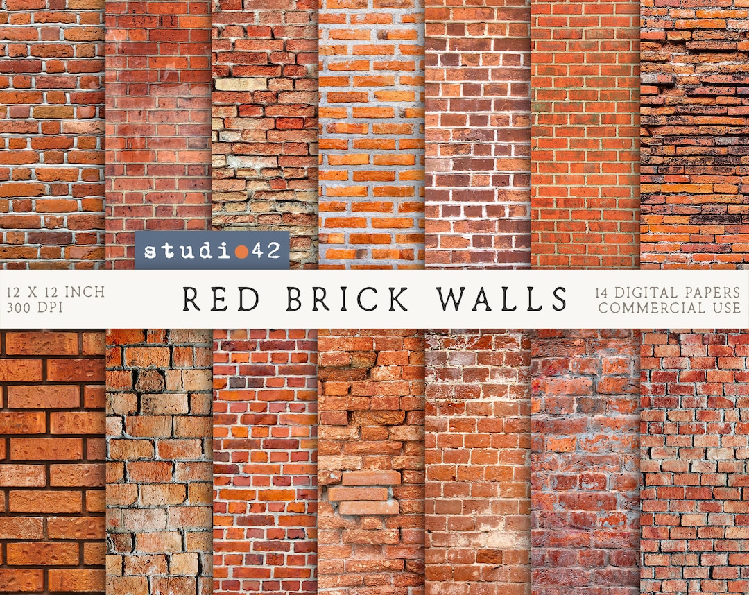 Brick Wall Textures Digital Paper Pack, Brick Texture Digital Scrapbook ...