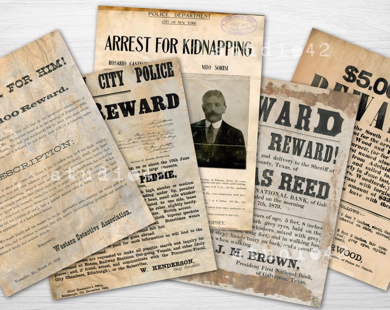 Printable Wanted / Reward Posters, Original Most Wanted Criminal, Crime ...