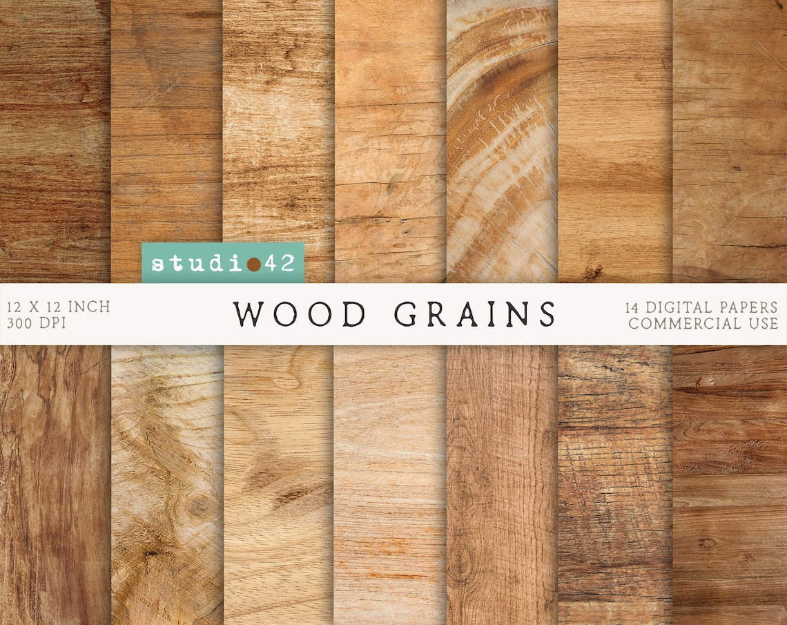 Wood Grain Textures Digital Paper, Natural Wood Digital Paper, Wood ...
