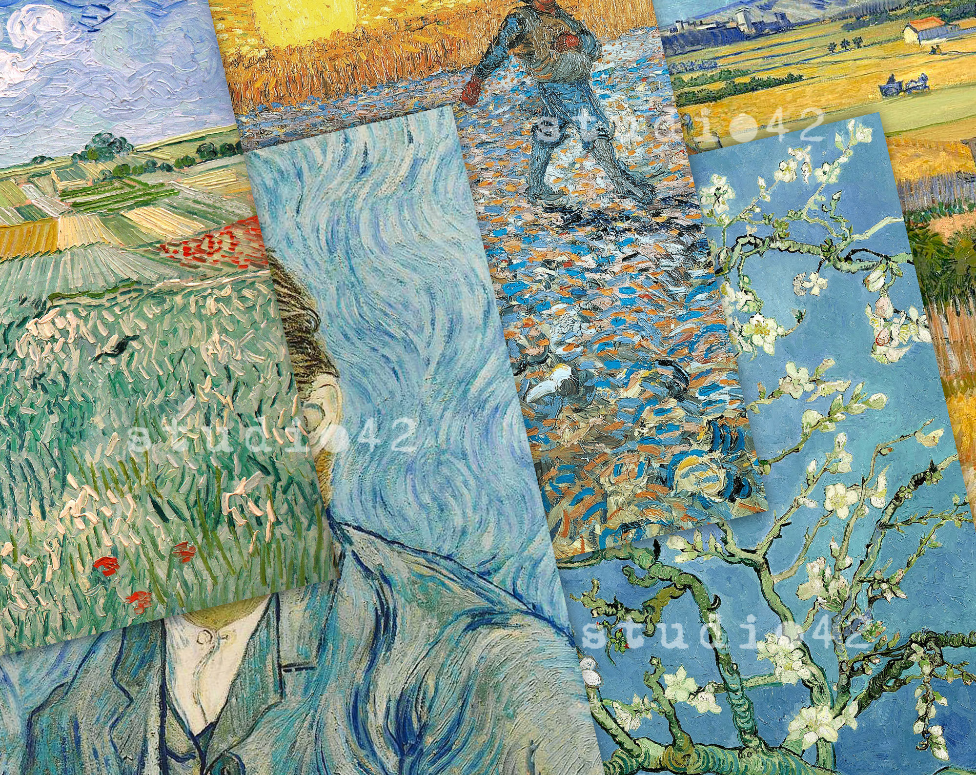 Vincent Van Gogh Paintings Digital Paper Impressionist - Etsy