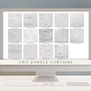 White Bricks Background Digital Papers, White Bricks Texture Paper ...