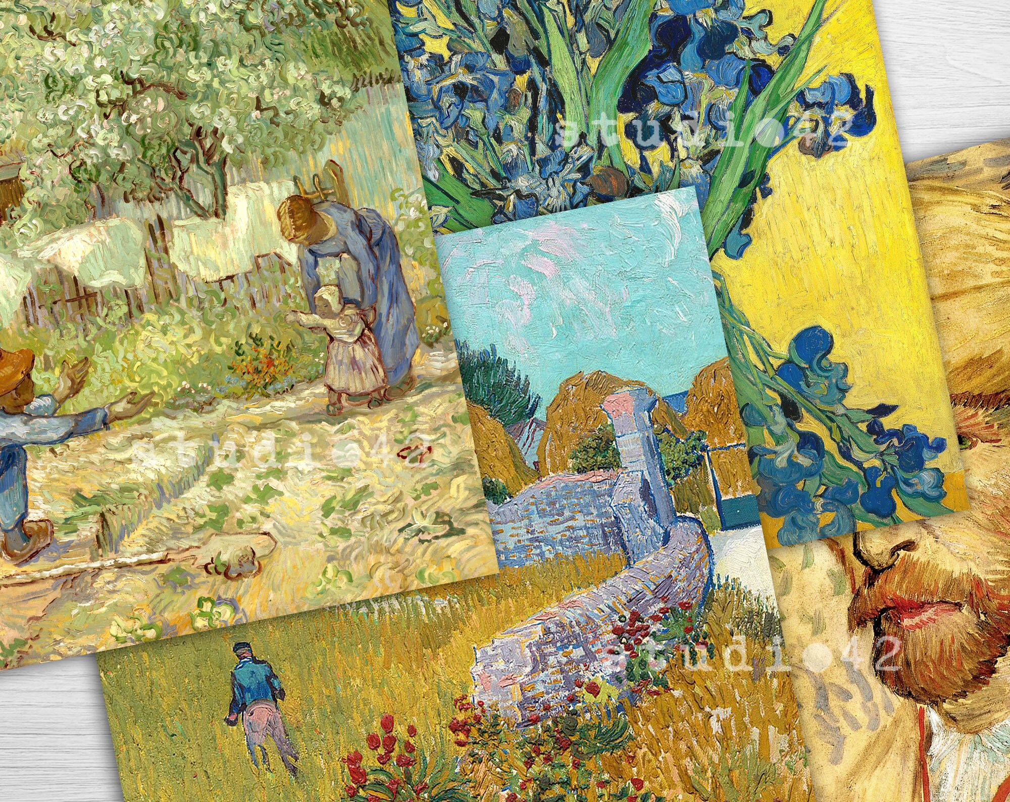 Vincent Van Gogh Paintings Digital Paper Impressionist - Etsy
