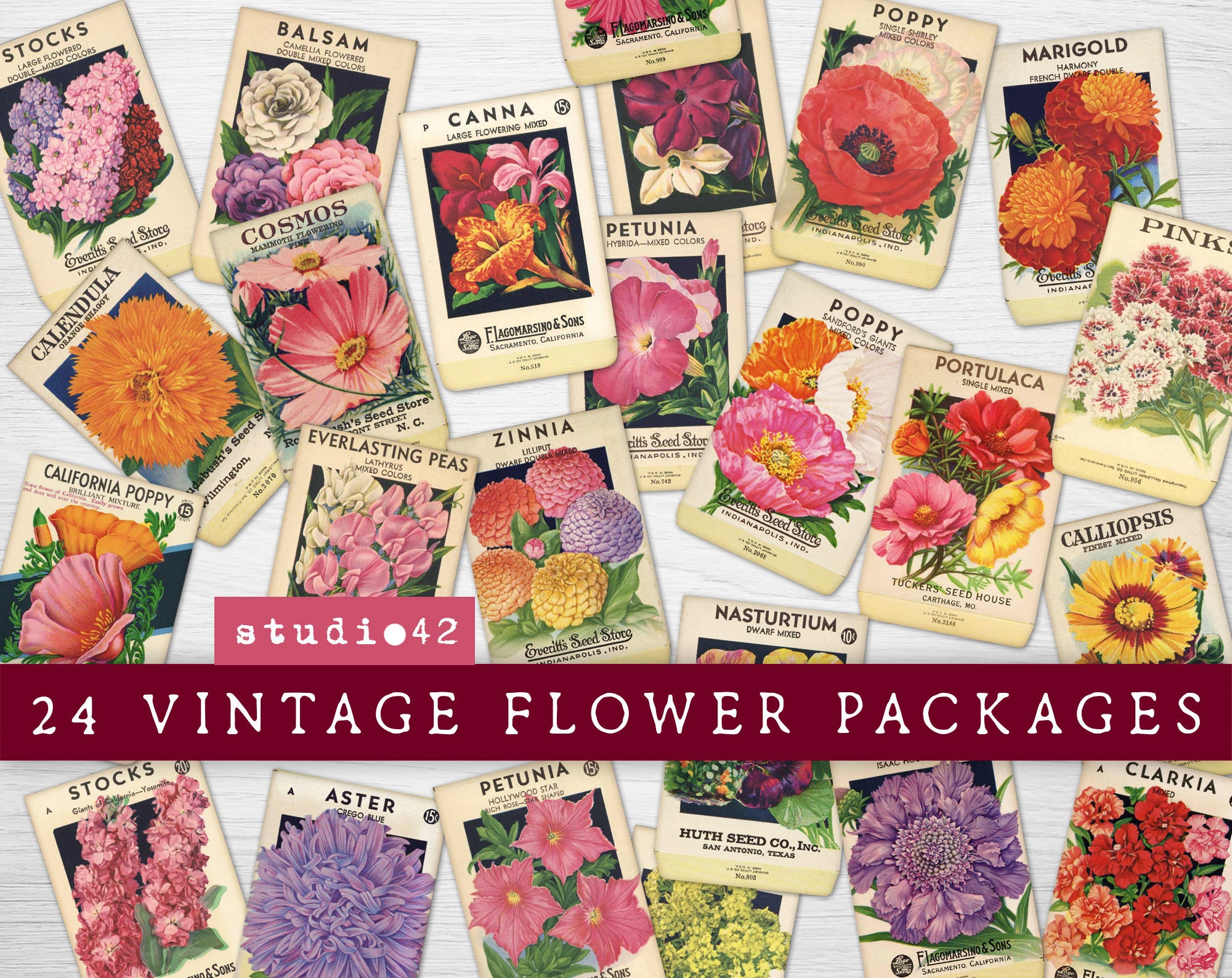 Flower Seed Packets Clipart