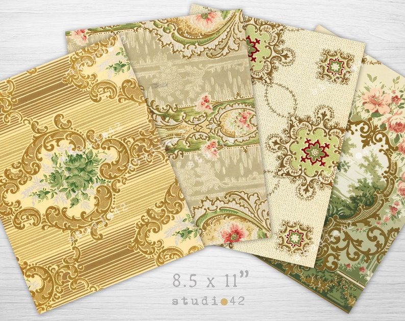 Antique Wallpaper Printables V4, Digital Old Wallpaper, Vintage ...