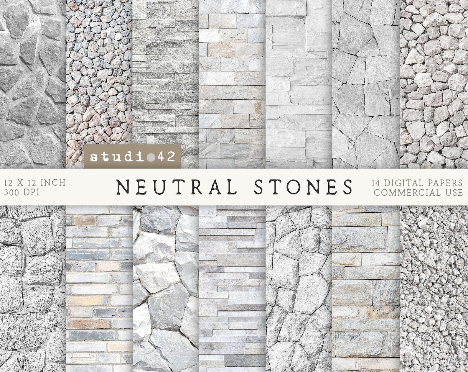 Stones Background Digital Papers, Neutral Stones Texture Paper, Stones ...