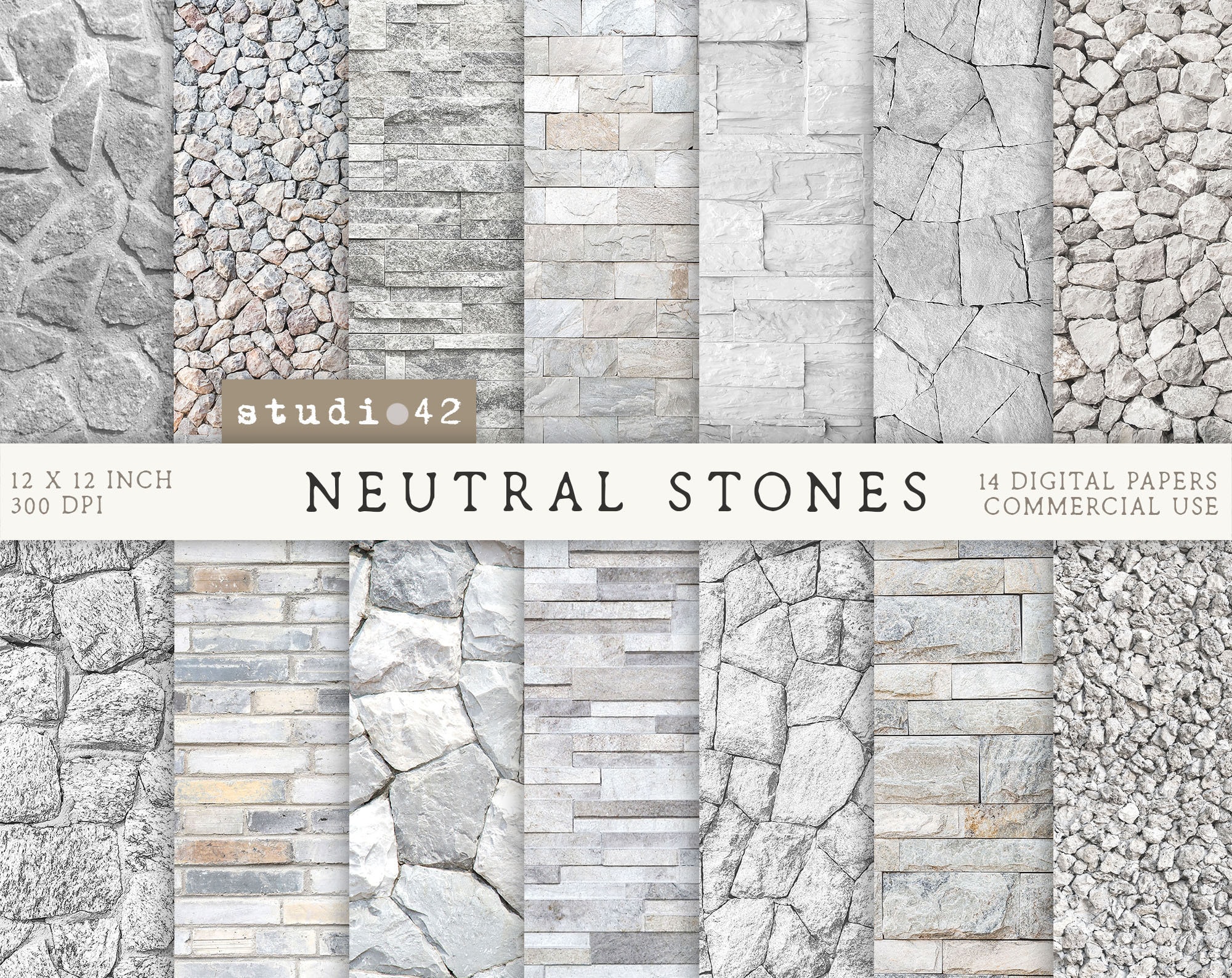 Stones Background Digital Papers, Neutral Stones Texture Paper, Stones ...