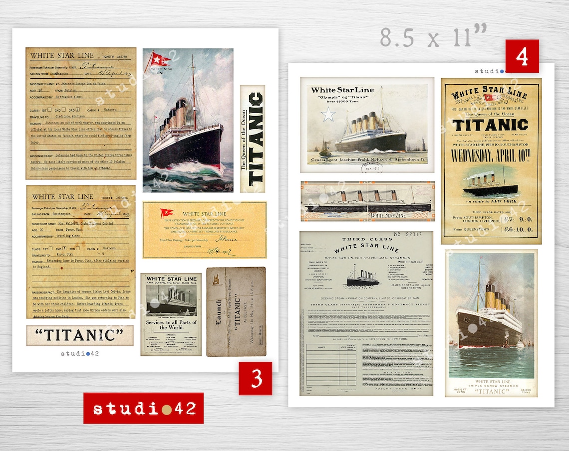 Titanic Ephemera Titanic Journal Printables Titanic Digital - Etsy