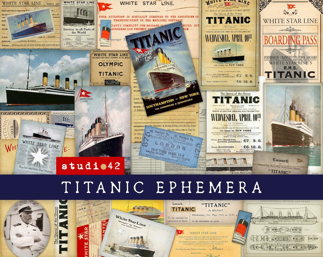 Titanic Ephemera, Titanic Journal Printables, Titanic Digital Collage ...