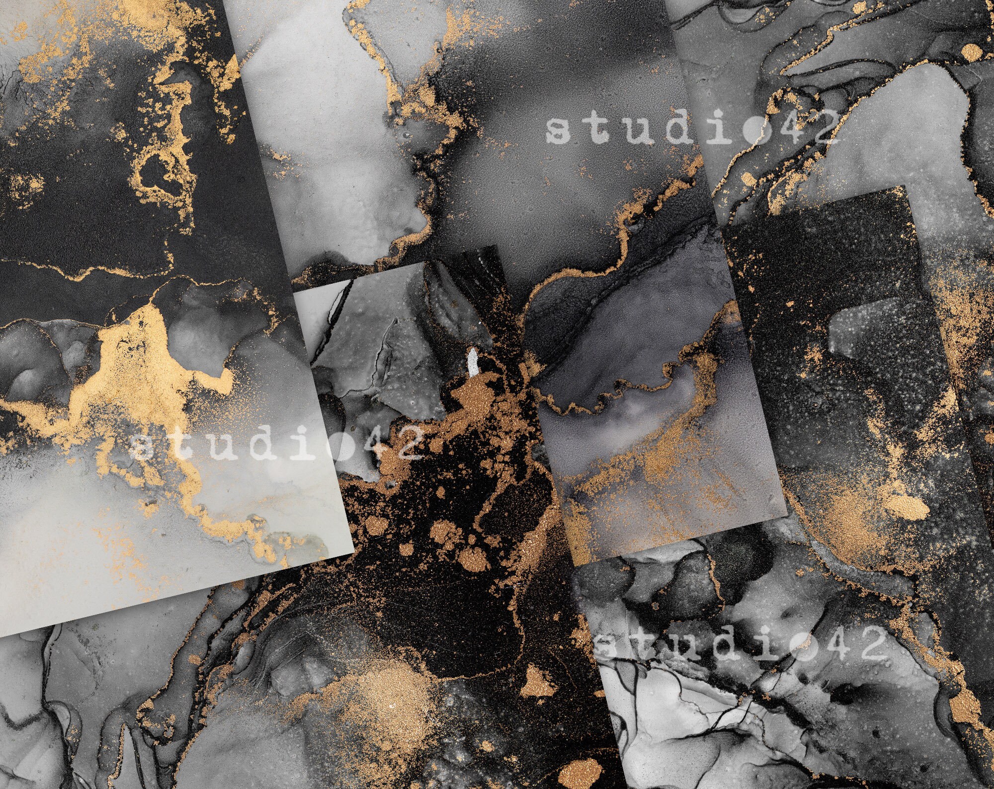 Alcohol Ink Background Digital Papers, Black and Gold Texture Paper - Etsy