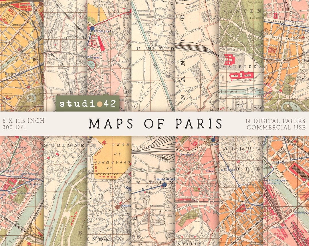 Old Maps of Paris, Antique French Maps, Printable Travel Ephemera ...
