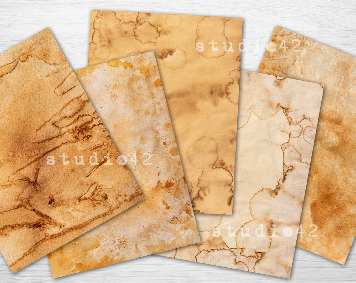Coffee Stained Digital Paper, Tea Coffee Dyed Digital Background ...