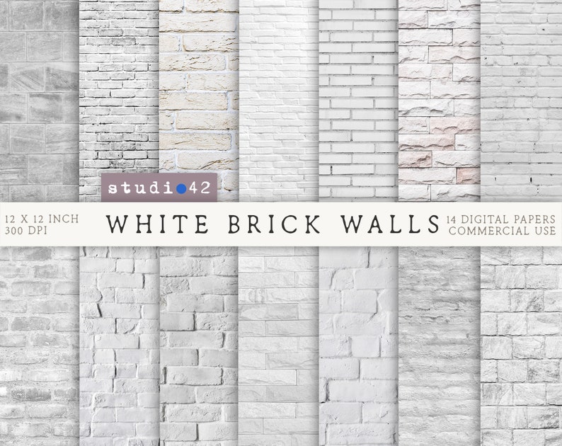 White Bricks Background Digital Papers White Bricks Texture - Etsy
