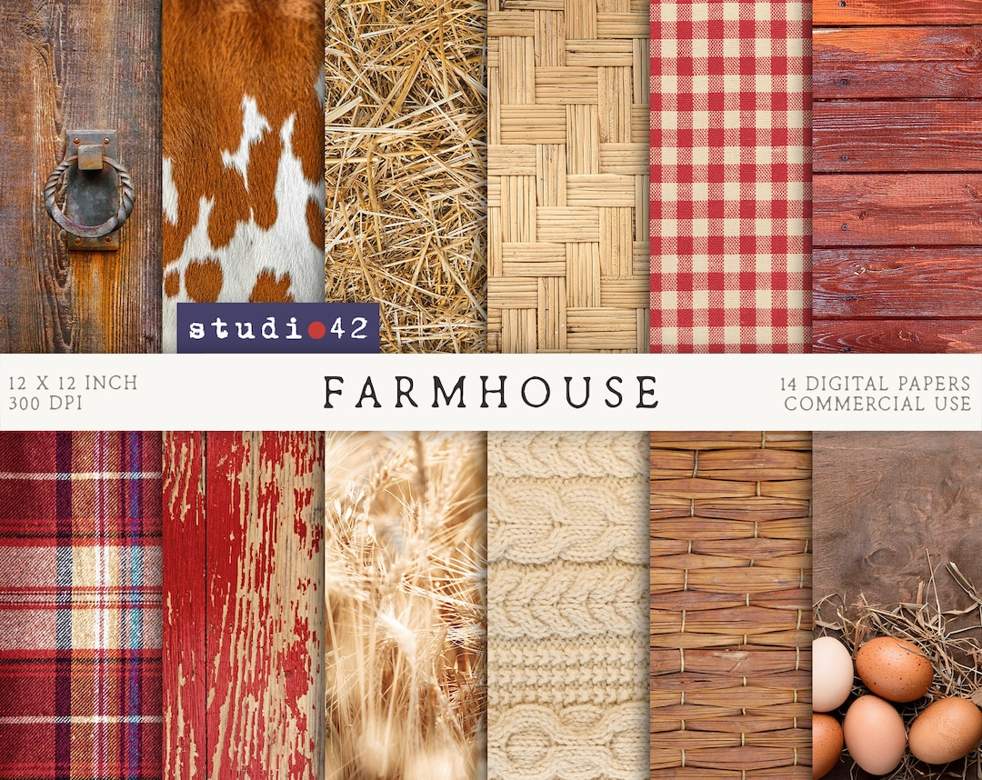 Farmhouse Digital Paper, Farmhouse Textures, Countryside Printables ...
