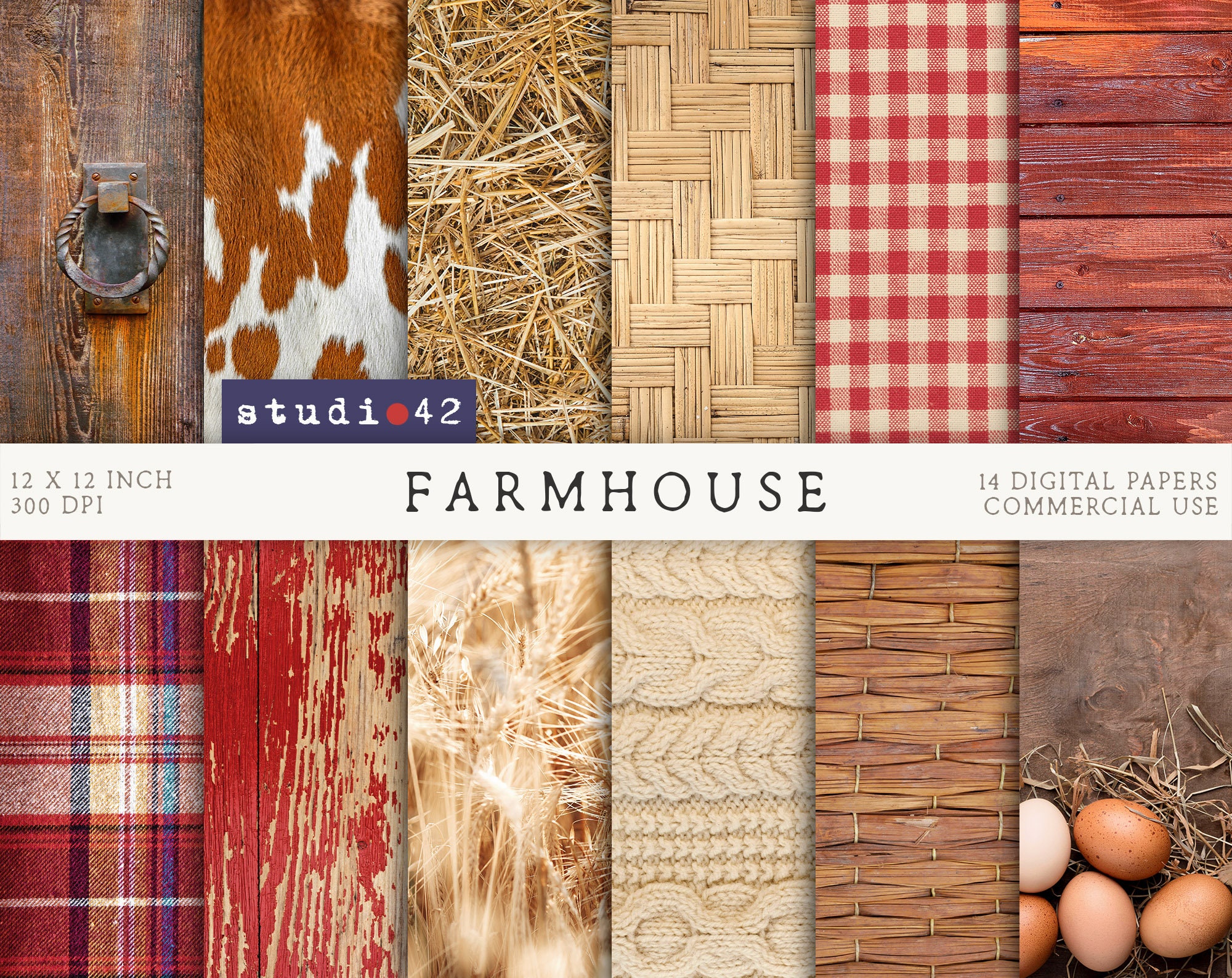 Farmhouse Digital Paper, Farmhouse Textures, Countryside Printables ...