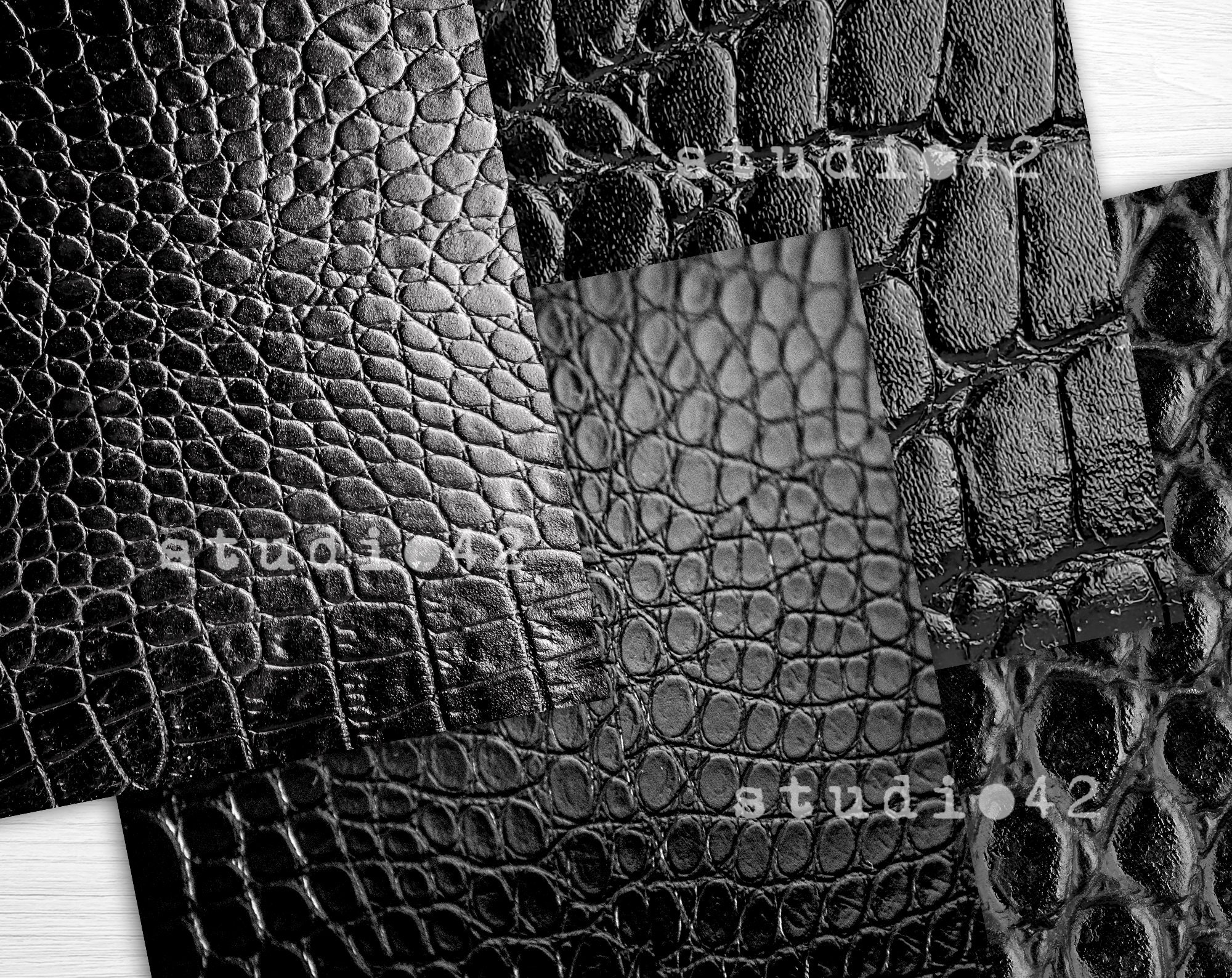Black Crocodile Textures Digital Paper, Natural Crocodile Leather ...