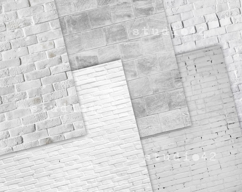 White Bricks Background Digital Papers, White Bricks Texture Paper ...