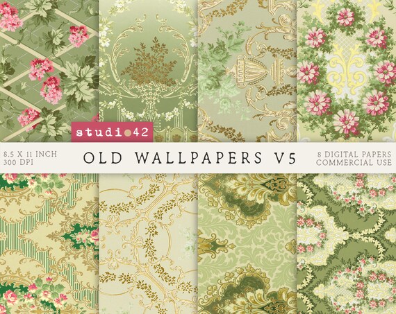 Antique Wallpaper Printables V5 Digital Old Wallpaper - Etsy