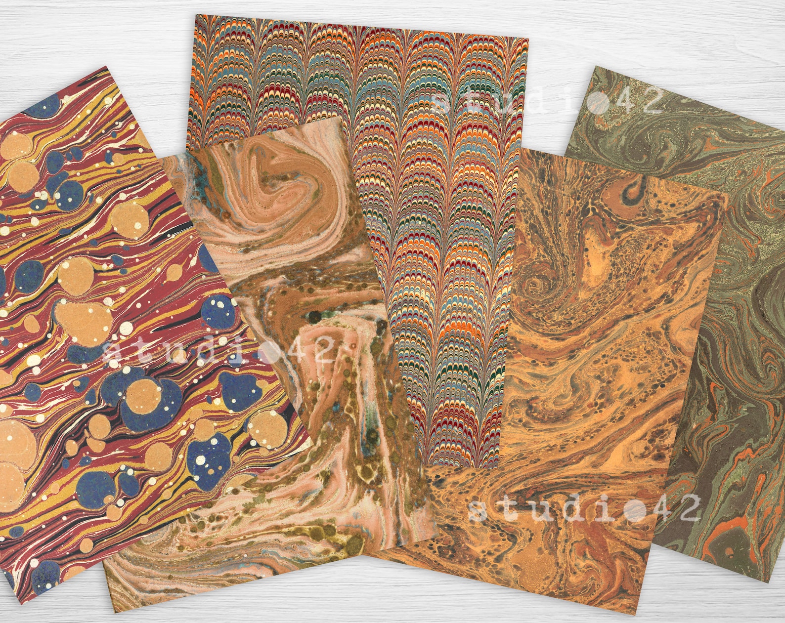 Digital Old Marbled End Paper, Antique Marbled Printable Paper ...