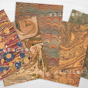 Digital Old Marbled End Paper, Antique Marbled Printable Paper ...
