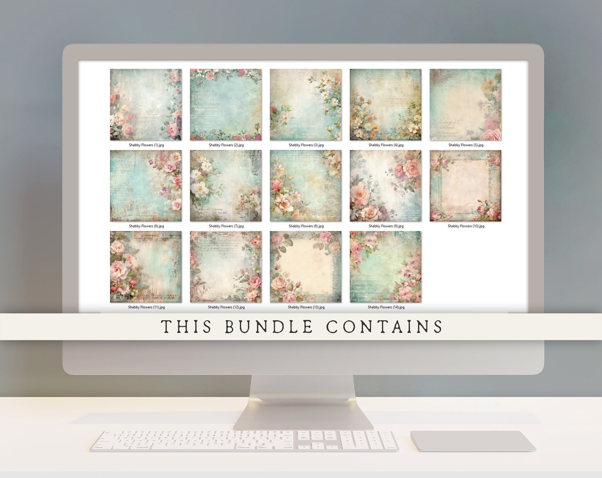 Shabby Chic Floral Digital Papers, Shabby Chic Flowers Paper Pack ...