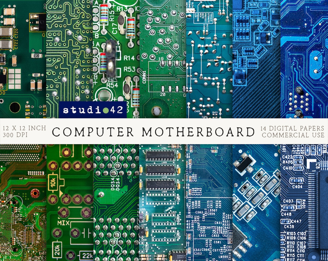 Computer Parts Digital Papers, Computer Motherboard Patterns, Circuit ...