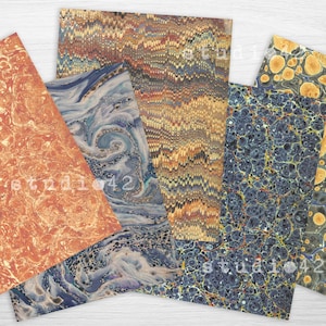 Digital Old Marbled End Paper, Antique Marbled Printable Paper ...