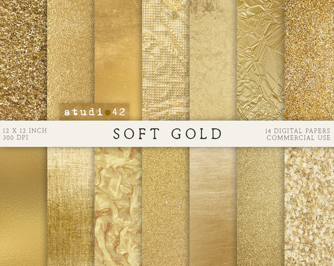 Soft Gold Digital Paper, Gold Digital Background, Gold Foil Textures ...