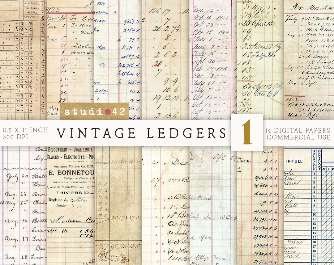 Printable Ledger Paper, Ledger Book, Digital Ledger Paper, Digital ...