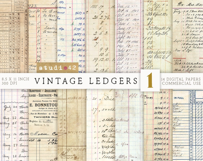 Printable Ledger Paper, Ledger Book, Digital Ledger Paper, Digital ...