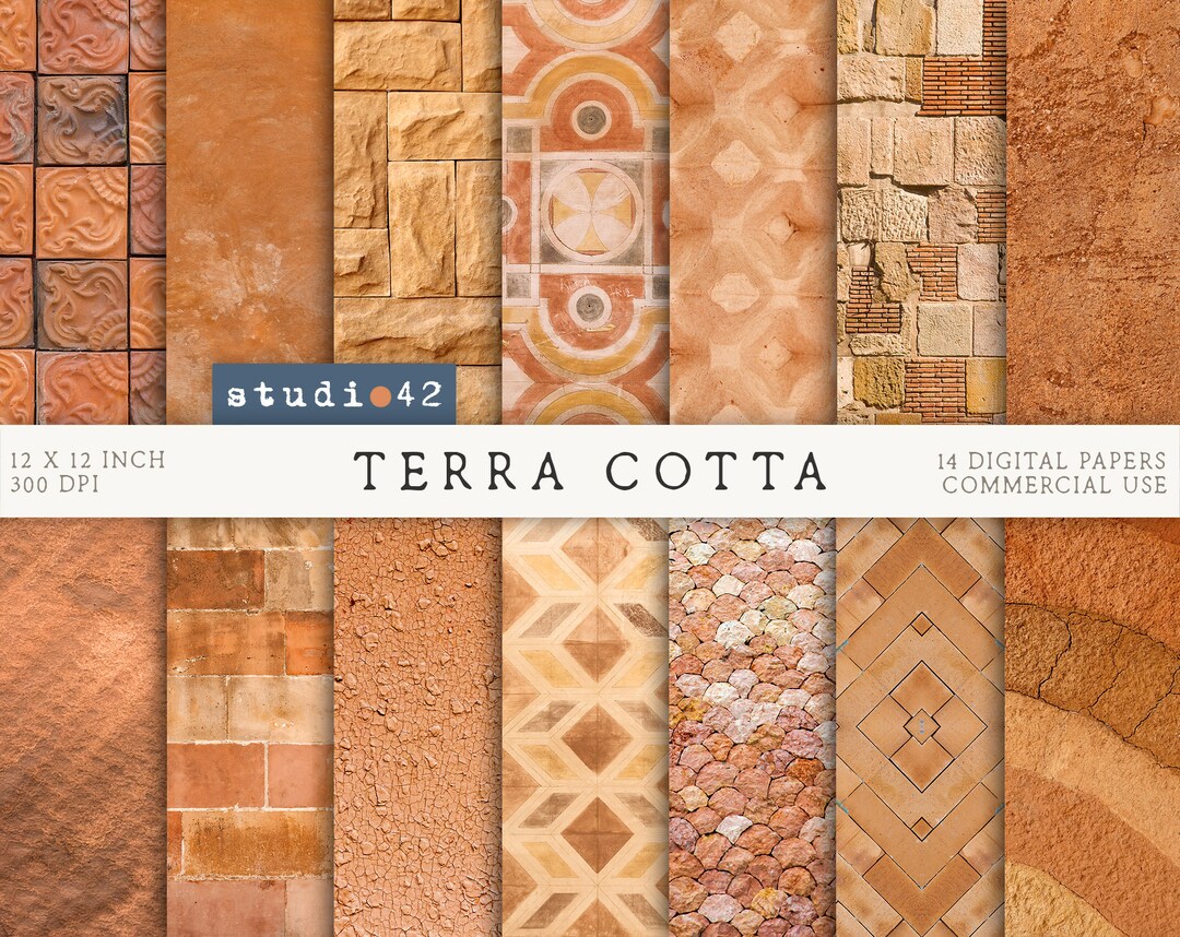Terra Cotta Textures Digital Paper Pack, Terra Cotta Digital Scrapbook ...