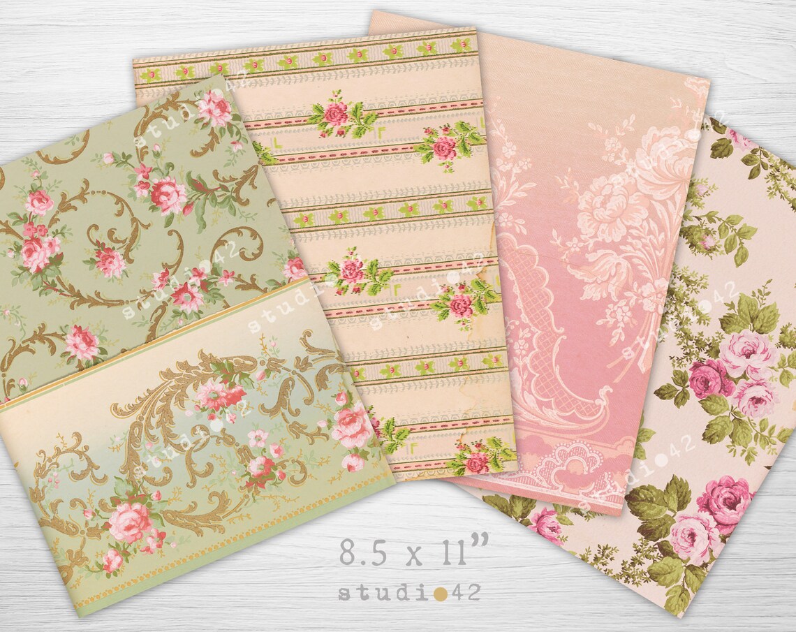 Antique Wallpaper Printables V3, Digital Old Wallpaper, Vintage ...
