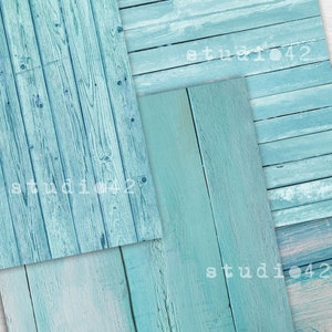 Teal Wood Background Digital Papers, Teal Wooden Backgrounds, Rustic ...