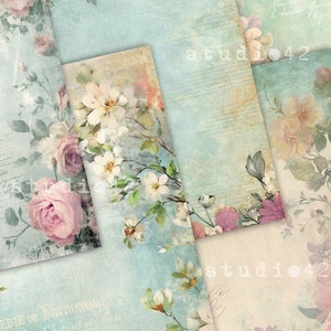 Shabby Chic Floral Digital Papers, Shabby Chic Flowers Paper Pack ...