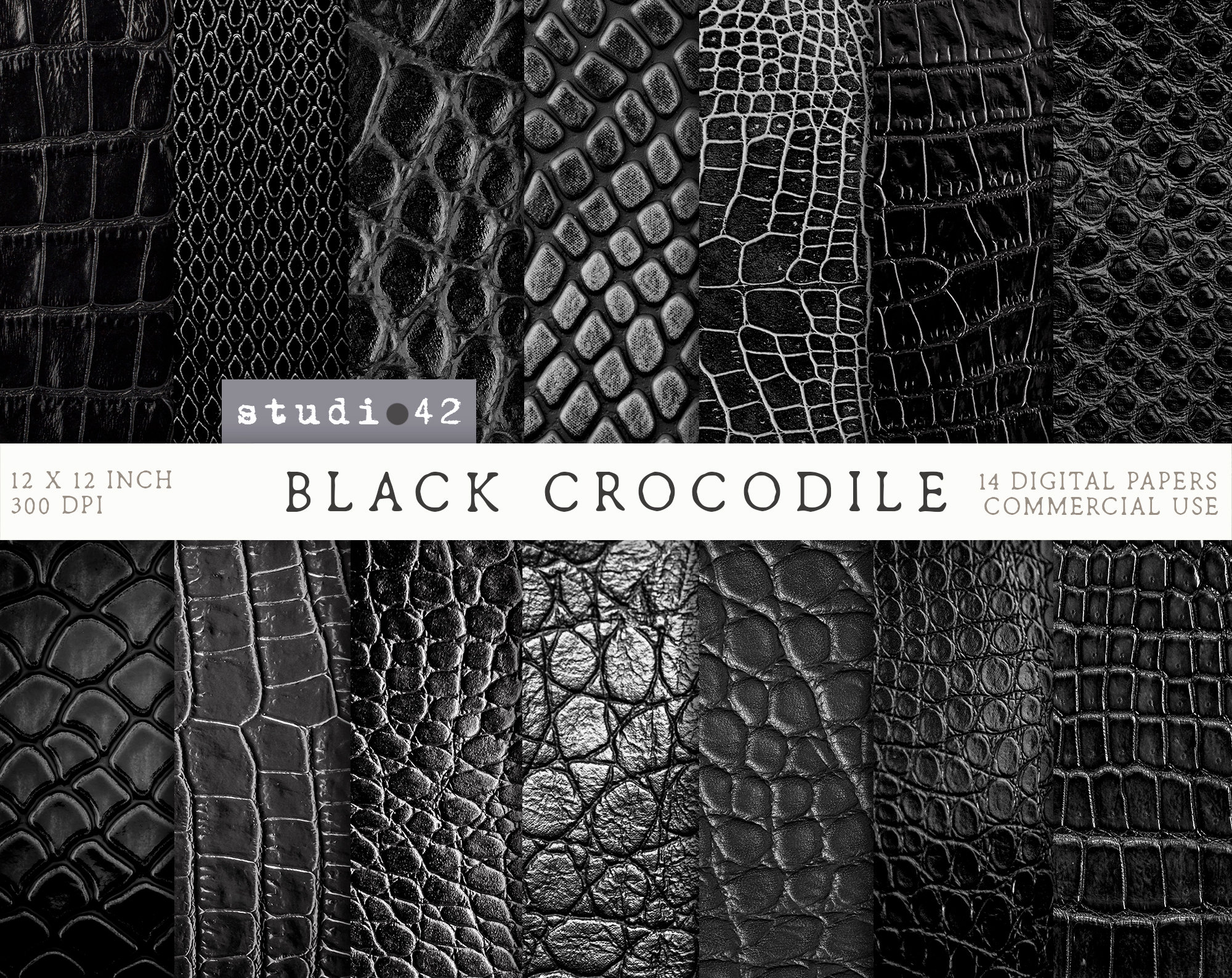 Black Crocodile Textures Digital Paper, Natural Crocodile Leather Textures, Crocodile Textures ...