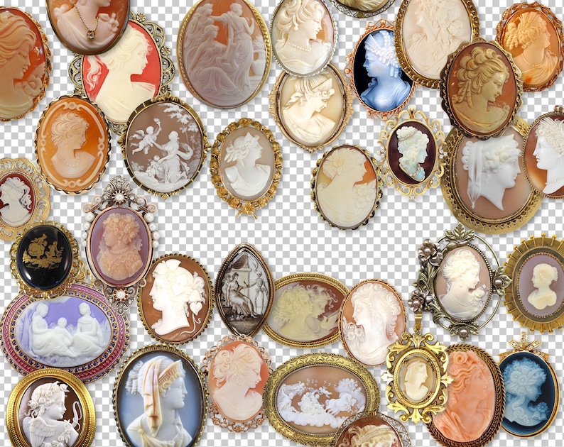 Antique Cameo Brooch Clipart, Real Cameo PNG Files, Vintage Cameo ...