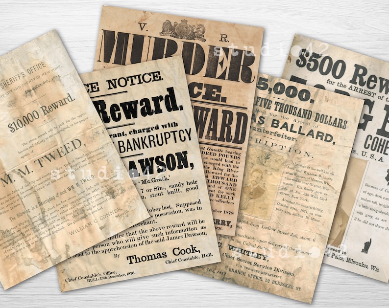 Printable Wanted / Reward Posters, Original Most Wanted Criminal, Crime ...