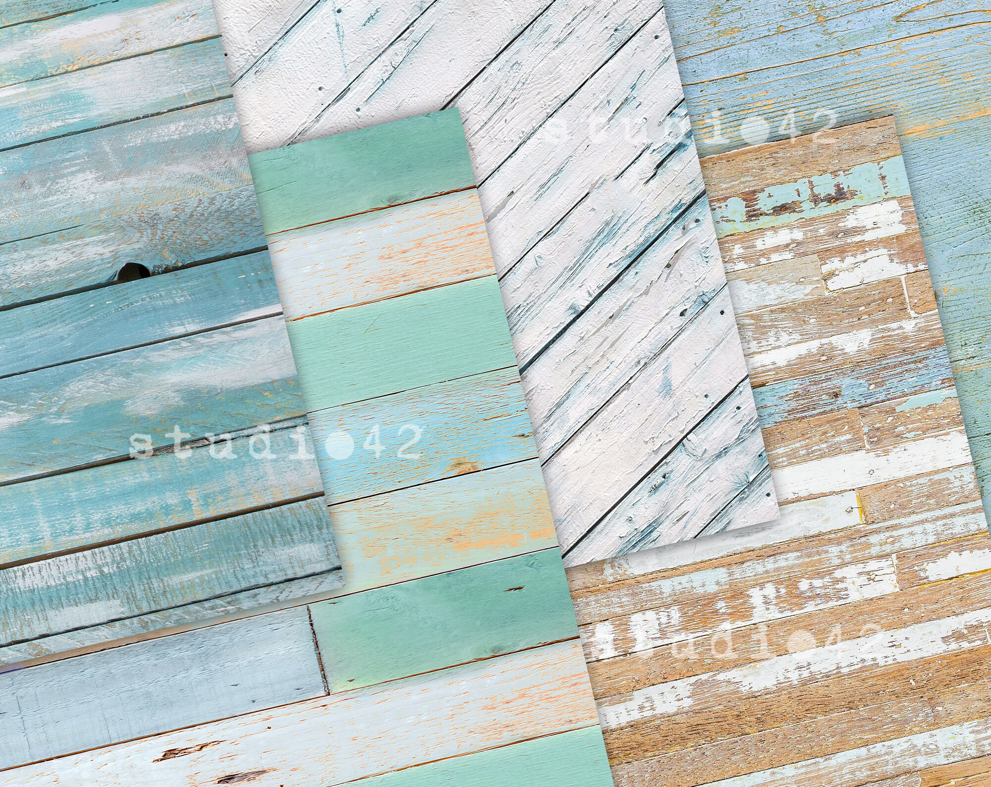 Beach Wood Background Digital Papers, Colorful Wooden Backgrounds ...