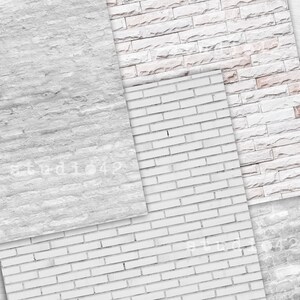 White Bricks Background Digital Papers, White Bricks Texture Paper, Brick Texture Digital ...