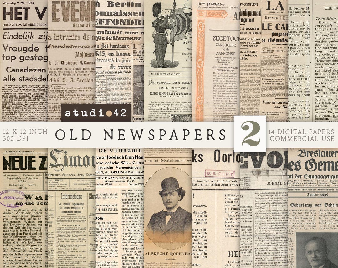 Old Newspapers Digital Papers, Old Newspapers Printable Paper ...