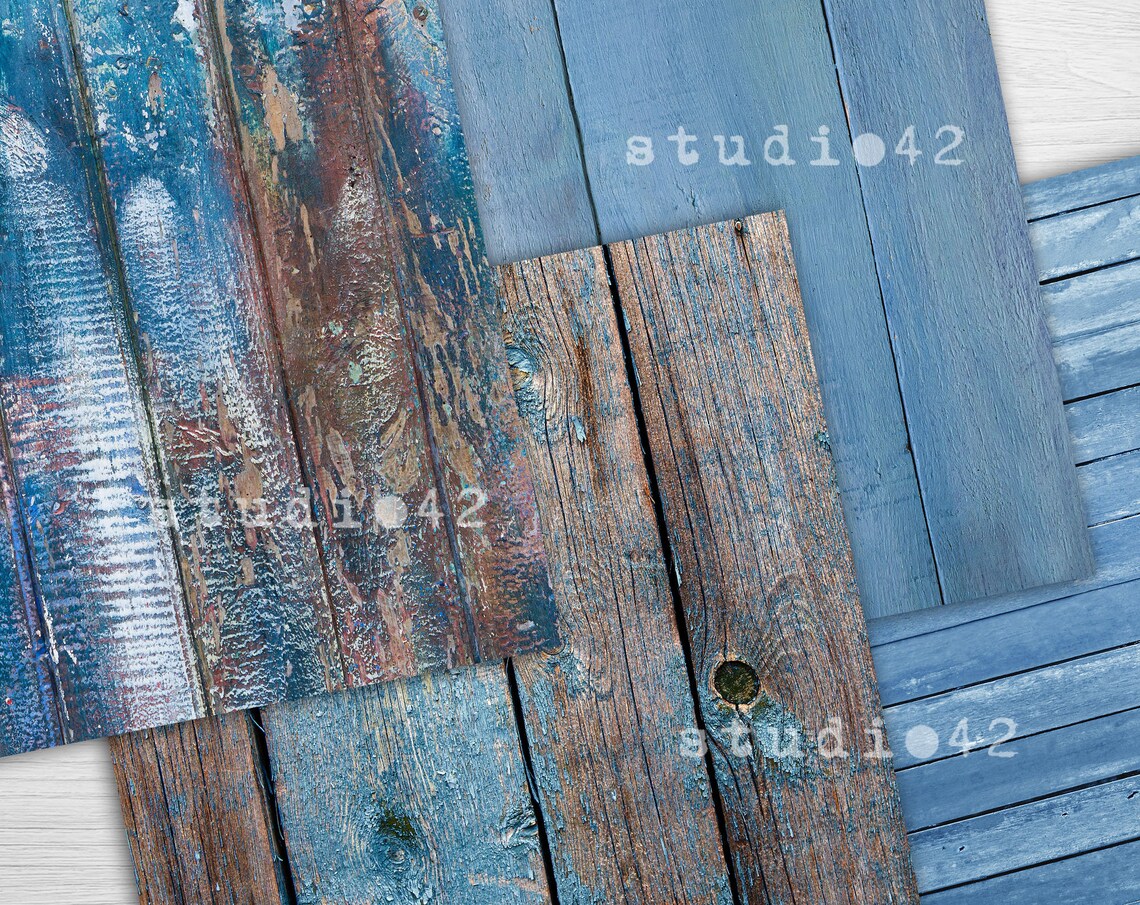 Blue Wood Background Digital Papers, Ocean Blue Wooden Backgrounds, Ood ...