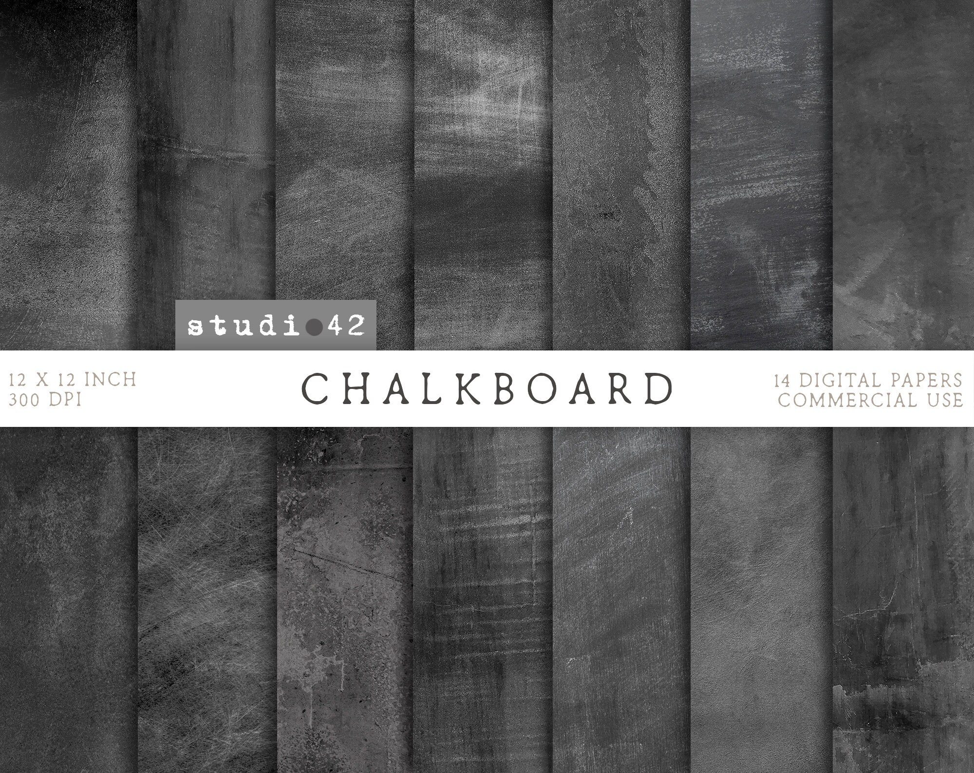 Chalkboard Digital Paper, Chalkboard Textures, Printable Decoupage ...