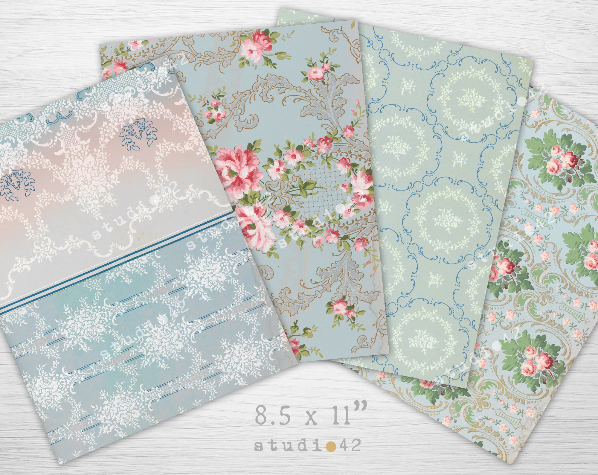 Antique Wallpaper Printables V1, Digital Old Wallpaper, Vintage ...
