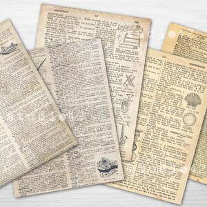 Old Dictionary Pages Digital Paper, Old Dictionary Printable Paper ...