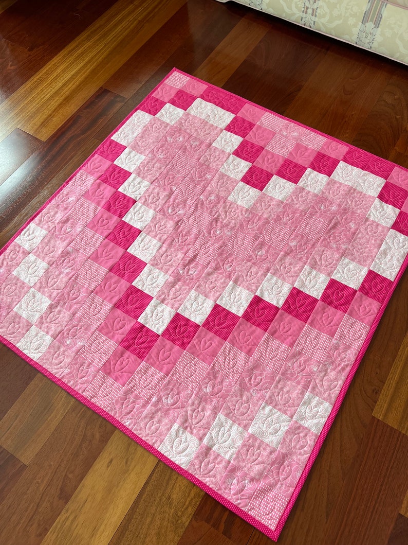 Handmade Bargello Heart Baby Quilt: Modern Pink Girl Quilt - Etsy