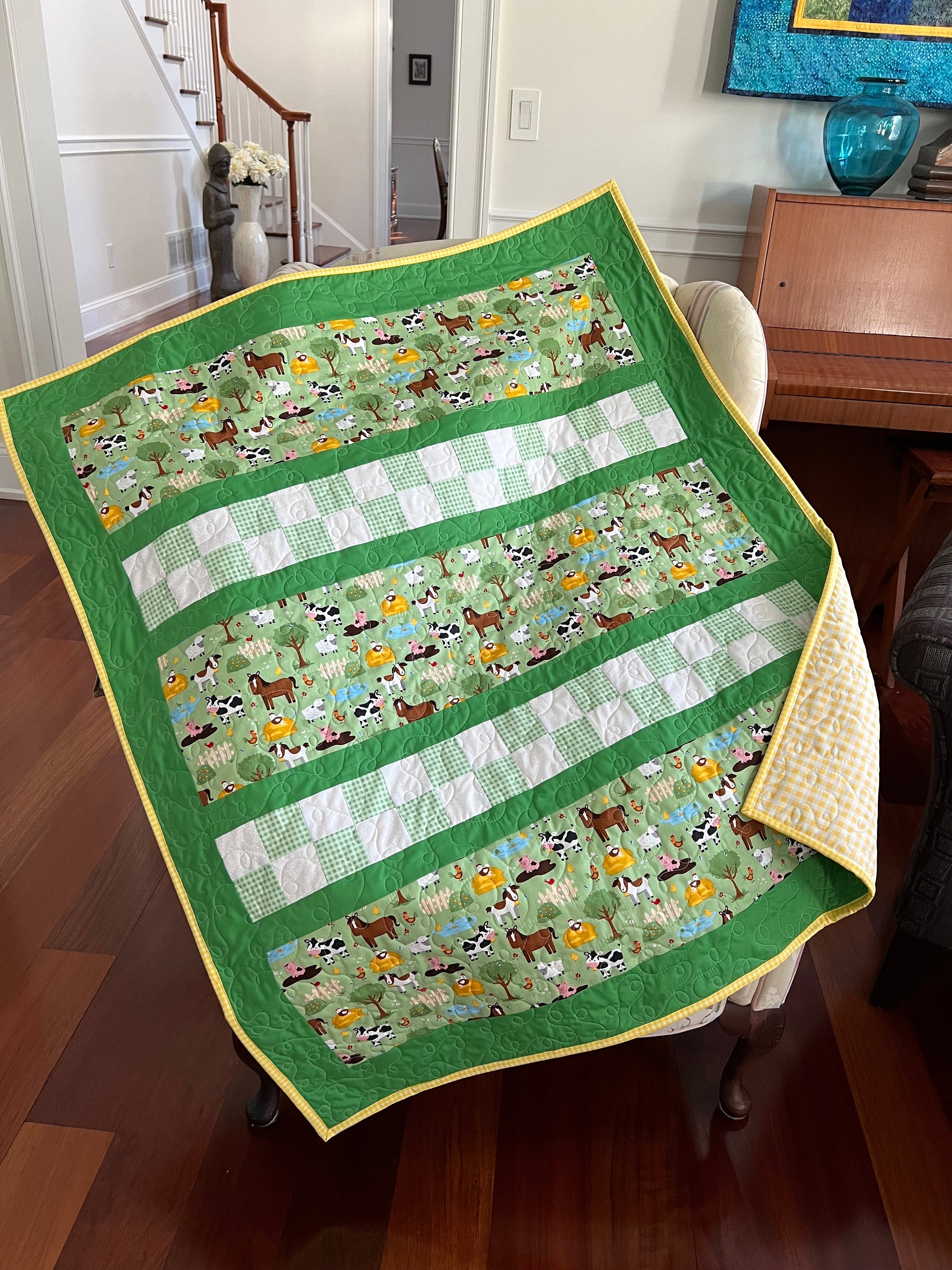 Handmade Farm Animal Baby Quilt, Old Macdonald Had A Farm, Handmade ...
